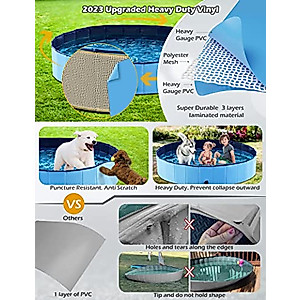 Jasonwell Foldable Dog Pet Bath Pool Collapsible Dog Pet Pool Bathing Tub Kiddie Pool for Dogs Cats and Kids (32inch.D x 8inch.H, Blue)