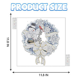 Aimery Christmas Diamond Painting Ornaments Hanging Sign, DIY 5D Crystal Rhinestone Wreath Kits, Snowman Special Shaped Art Hanging Garland for Christmas Wall Door Window Decorations