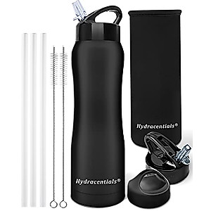 Insulated Stainless Steel Metal Water Bottle with Straw Lid - Vacuum Insulated Water Bottles, Keeps Hot and Cold - Sports Canteen Bottle By Hydracentials