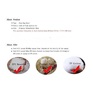 UOOD 7ft Giant Bean Bag Cover, Suede Lazy Sofa Cover Adult Bean Bag Sofa Chair Extra Large Fluffy Fur Portable Living Room Lazy Sofa Bed Cover No Filler (Color : Dark Grey)