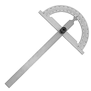 180 Degree Protractor, 80 * 120mm Carbon Stainless Steel Chrome Plating Protractor Rotary Angle Finder Measuring Ruler Tool for Woodworking