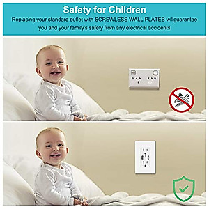 MLLIZH 10 Pack 1-Gang Screwless Wall Plate, Decora Outlet Cover Plates, 4.57” H x 2.76” L, for Light Switch, Dimmer, GFCI, USB Outlet