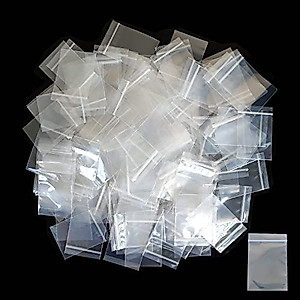 300pcs Small Plastic Bags, 1" x 2" 2 Mil Reusable Clear Poly Bags Mini Zip Baggies for Jewelry Parts, Small Items Storage