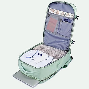 Lyweem Travel Laptop Backpack for Women 15.6 Inches Medium College Carry On Casual Backpack Flight Approved with USB charging Port, Cute Aesthetics School Daypack for Teen Girl with Wet Pocket, Green