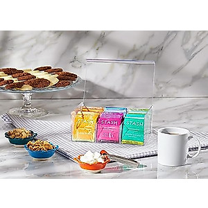 RoyalHouse Acrylic Tea Bag Holder Storage Organizer, 6 Compartment BPA Free Clear Plastic Tea Box with Lid, Multi-Purpose storage Box for Tea Bags, Office Supplies, Crafts, and Small Items (Pack of 3)