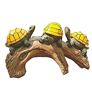 TIBLEN Solar Powered Turtles on Log Garden Decorations , Outdoor Accent Lighting LED Garden Light Decor