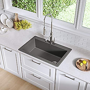 Kraus KGD-54GREY Forteza Granite Kitchen Sink, 33 Inch, Grey