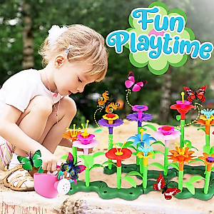 Innorock Flower Garden Building Toys with Portable Storage Box - Flower Stacking Toys for Toddlers, Preschool Learning Activities, Craft Kits, Birthday Gift for Girls 3 4 5 6 7 8 Year Old Girl Gift