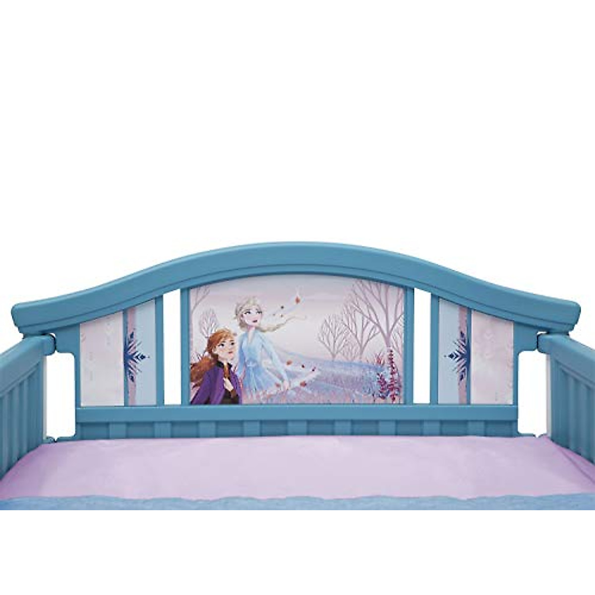 Delta Children Plastic Toddler Bed, Disney Frozen II Twinkle Galaxy Dual Sided Recycled Fiber Core Toddler Mattress (Bundle)