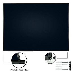 JILoffice Magnetic Black Chalkboard/Black Board 48 x 36 Inch, Black Aluminum Frame Board with Marker Tray for Office Home and School