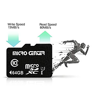 Micro Center 64GB Class 10 MicroSDXC Flash Memory Card with Adapter for Mobile Device Storage Phone, Tablet, Drone & Full HD Video Recording - 80MB/s UHS-I, C10, U1 (2 Pack)