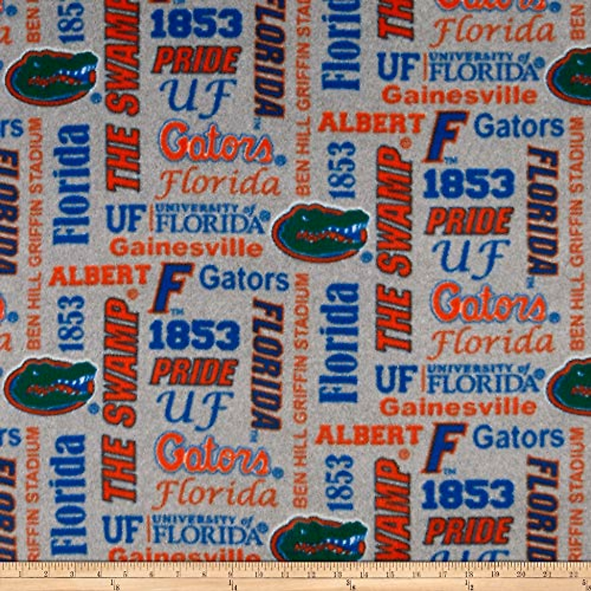 NCAA Florida Gators Fleece Heather Verbiage, Fabric by the Yard