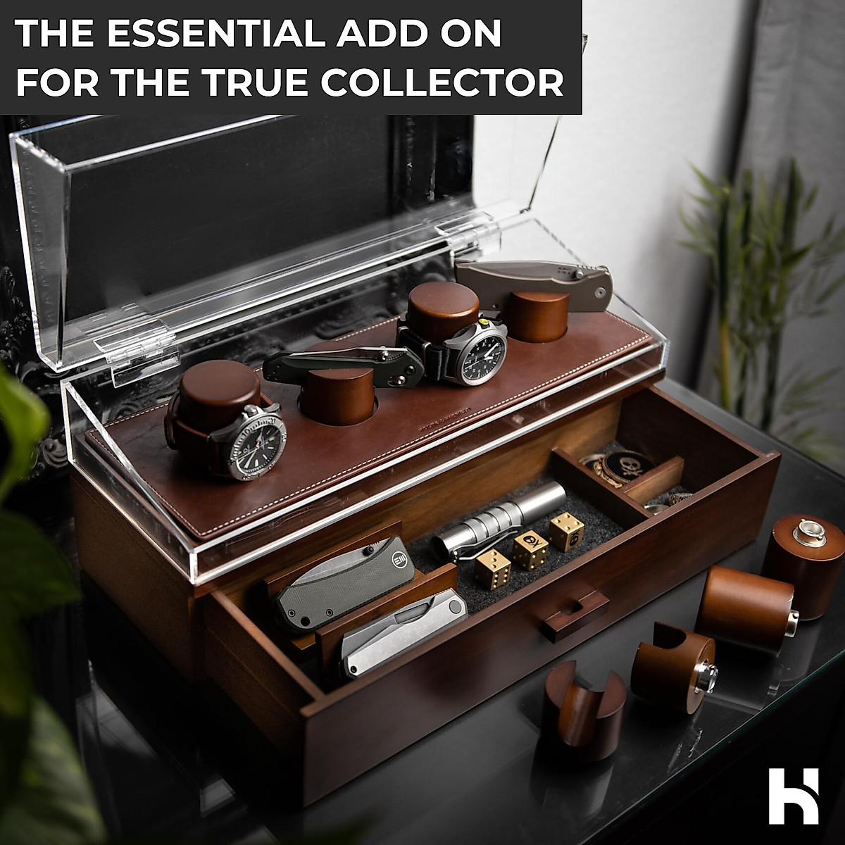 Holme & Hadfield Knife Deck and Combo Deck Vegan Leather Padding - Rustic Brown (Padding Only)