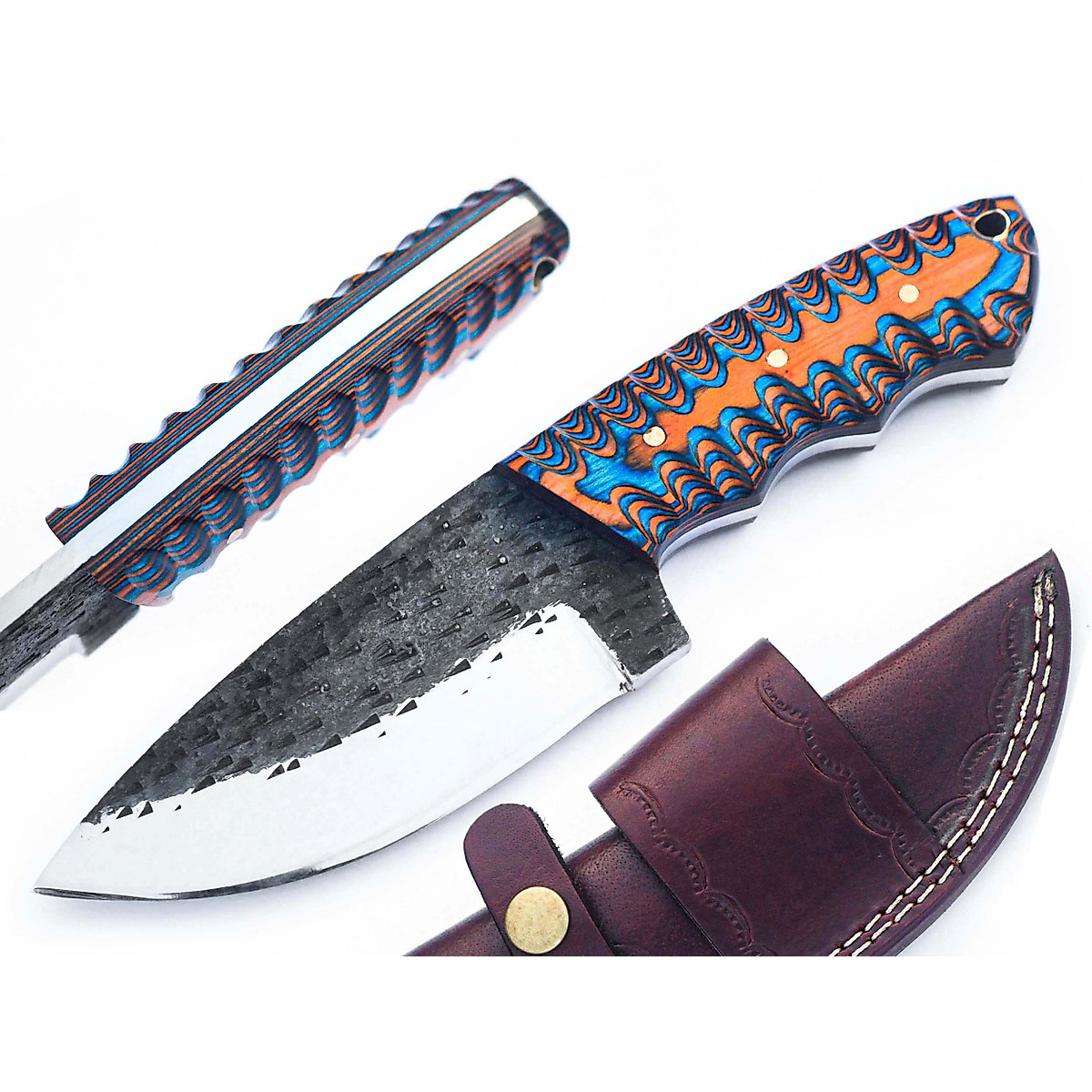 Sapra High Carbon Steel Knife - Custom made Full Tang Skinning Knife - Hunting Knife, Survival Knife, Fixed Blade Camping Knife, Skinner Knives, Drop Point Knife With Leather Sheath