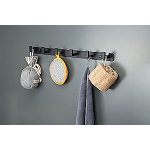 Vanloory Coat Rack, Heavy Duty Stainless Steel 4 Tri Coat Hook Hanger, Wall Mounted Storage Wall Hook, Rustic Clothes Hook/Key Hook Rail for Bathroom Kitchen Entryway(6 Hook Black)