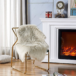 EasyJoy Ultra Soft Fluffy Shaggy Area Rug Faux Fur Rug Chair Cover Seat Pad Fuzzy Area Rug for Bedroom Floor Sofa Living Room (2 x 3 ft Sheepskin, Beige)