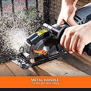 Circular Saw, 5.8A 3500RPM, Metal Handle, 6 Blades (4-3/4" & 4-1/2”), Laser, Cutting Depth 90° (1-11/16''), 45° (1-3/8''), Ideal Mini Circular Saw for Wood, Soft Metal, Plastic (Black)