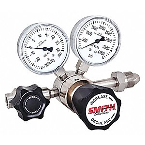 MILLER ELECTRIC Corrosive, Specialty Gas Regulator, CGA-330, Single Stage, Stainless Steel, 0 to 250 psi