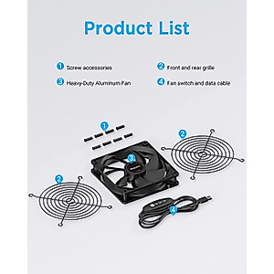 Computer Fan, EasyAcc 120mm Cooling Fans, Quiet Edition High Airflow USB Fan with 3 Speed Control, Long Life Computer Case Fan for Receiver DVR Playstation Xbox Cabinet CPU