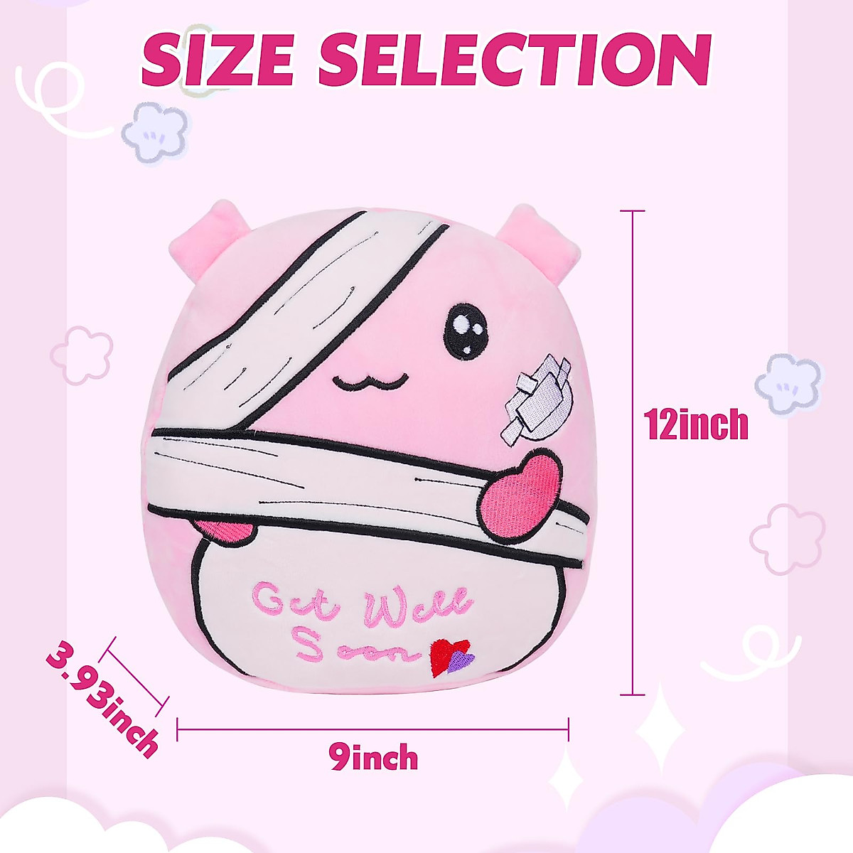 MOFUSAN 12'' Get Well Soon Axolotl Plush Toy, Get Well Soon Cute Axolotl Stuffed Animal Soft Axolotl Plush ies Pillow for Kids Patient Feel Better Sympathy Gifts Condolences Memorial Loved (Axolotl)