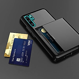 Asuwish Phone Case for Huawei P30 Pro with Tempered Glass Screen Protector and Credit Card Holder Wallet Cover Hard Hybrid Cell Accessories Hawaii P30Pro P 30 Pro30 Women Men Black