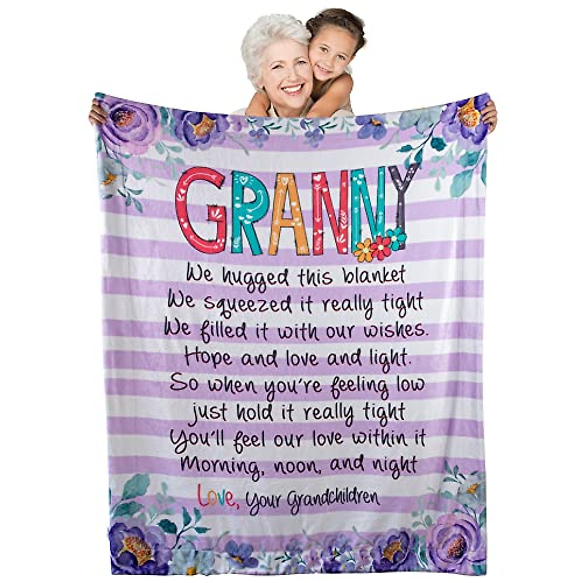 NAZENTI Luxury Super Soft Sherpa Fleece Blanket 50x60, Mamaw Loves, Gigi, Mimi= (Granny)