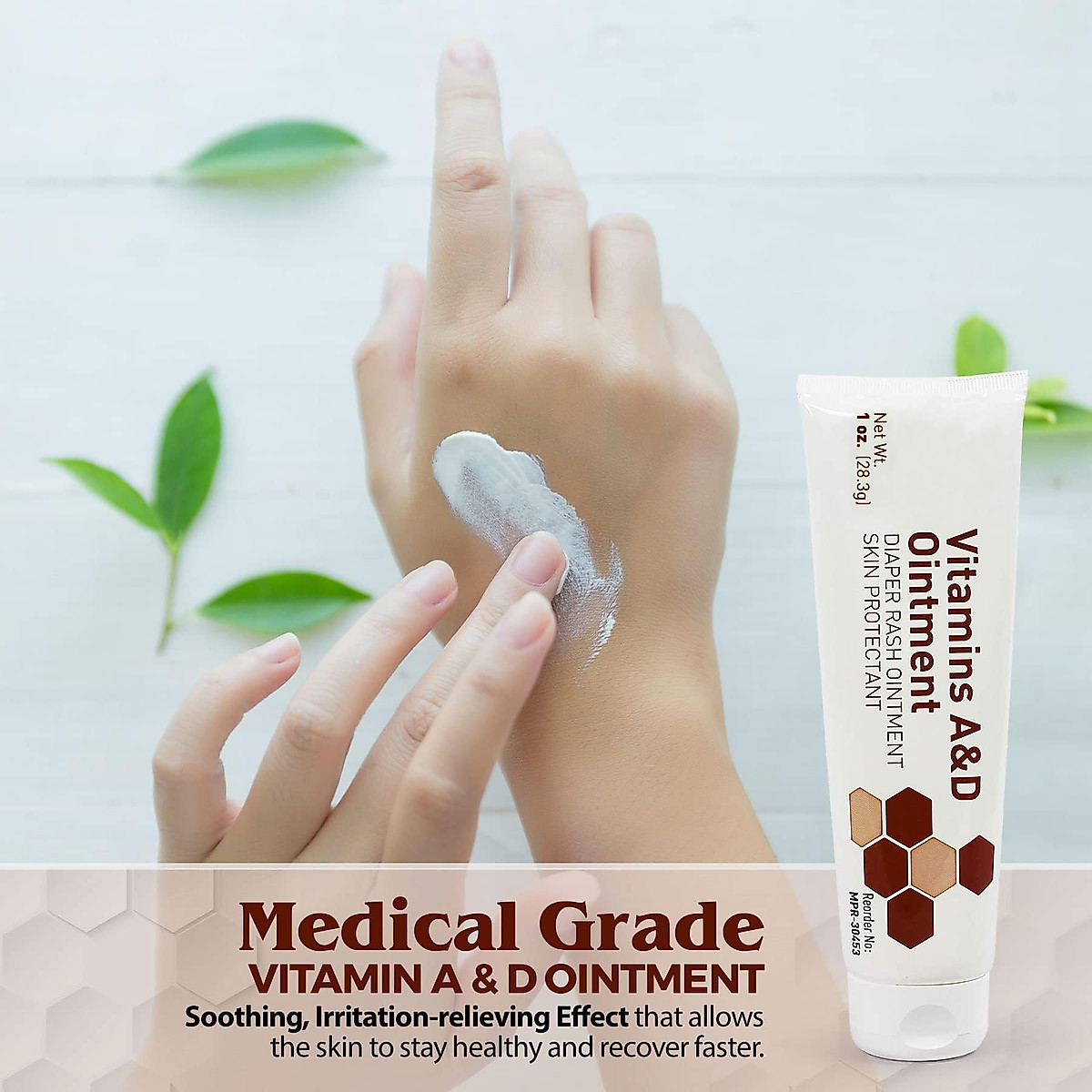 MEDca Vitamin A & D Diaper Rash Ointment- Protectant Cream for Sensitive Baby Skin - Lanolin & Petrolatum Formula, Dry-Cracked Hands/Feet/Face Skin, 1oz Tube, Pack of 4