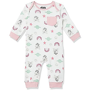 Amazon Essentials Disney | Marvel | Star Wars | Princess Baby Girls' Cotton Coveralls, Pack of 3, Star Wars Tiny Rebel, 18 Months
