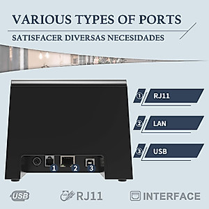miemieyo POS Printer, 80mm USB Thermal Receipt Printer, Ethernet (LAN) Thermal Receipt Printer,Restaurant Kitchen Printer with Auto Cutter Support Cash Drawer, Thermal Pos Printer for Windows/Linux