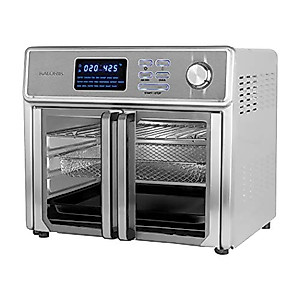 Kalorik 26 QT Digital Maxx Air Fryer Oven with 7 Accessories, Roaster, Broiler, Rotisserie, Dehydrator, Oven, Toaster, Pizza Oven and Slow Cooker. Includes Cookbook. Sears up to 500⁰F. Extra Large Capacity, All in One Appliance. Stainless Steel. AFO 47269