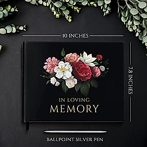 Black Loving Memory Guest Book, Floral Design Funeral Guestbook with Pen, Memorial Service Guest Book, Memorial Guest Book, Memorial Book, Funeral Book, Signature Book, Funeral Book Guest (FGB001)