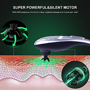 MEGAWISE Handheld Back Massager | Deep Tissue Percussion Massage Back Neck Shoulders Waist and Legs (Cordless 2023 Updated Ver.)