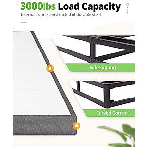 TATAGO King Box Spring 5 Inch Metal Box Spring King Size, King Box Spring Only, Low Profile Box Spring King with Cover, Heavy Duty Mattress Foundation/Bed Base, Easy Assembly, Noise Free, Non-Slip