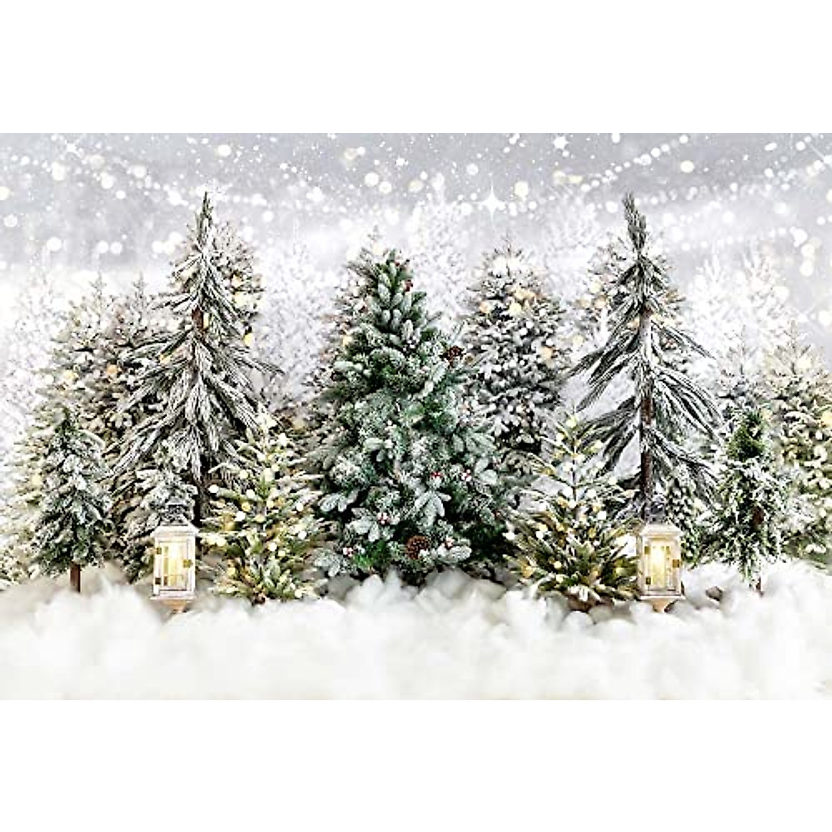 Kate 7×5ft Christmas Photo Backdrop Winter Christmas Tree Flashing White Snow Forest Christmas Party Decoration Portrait Photography Tomguncies Photos Video