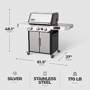Weber Genesis Smart SX-325S Liquid Propane Gas Smart Grill, Stainless Steel