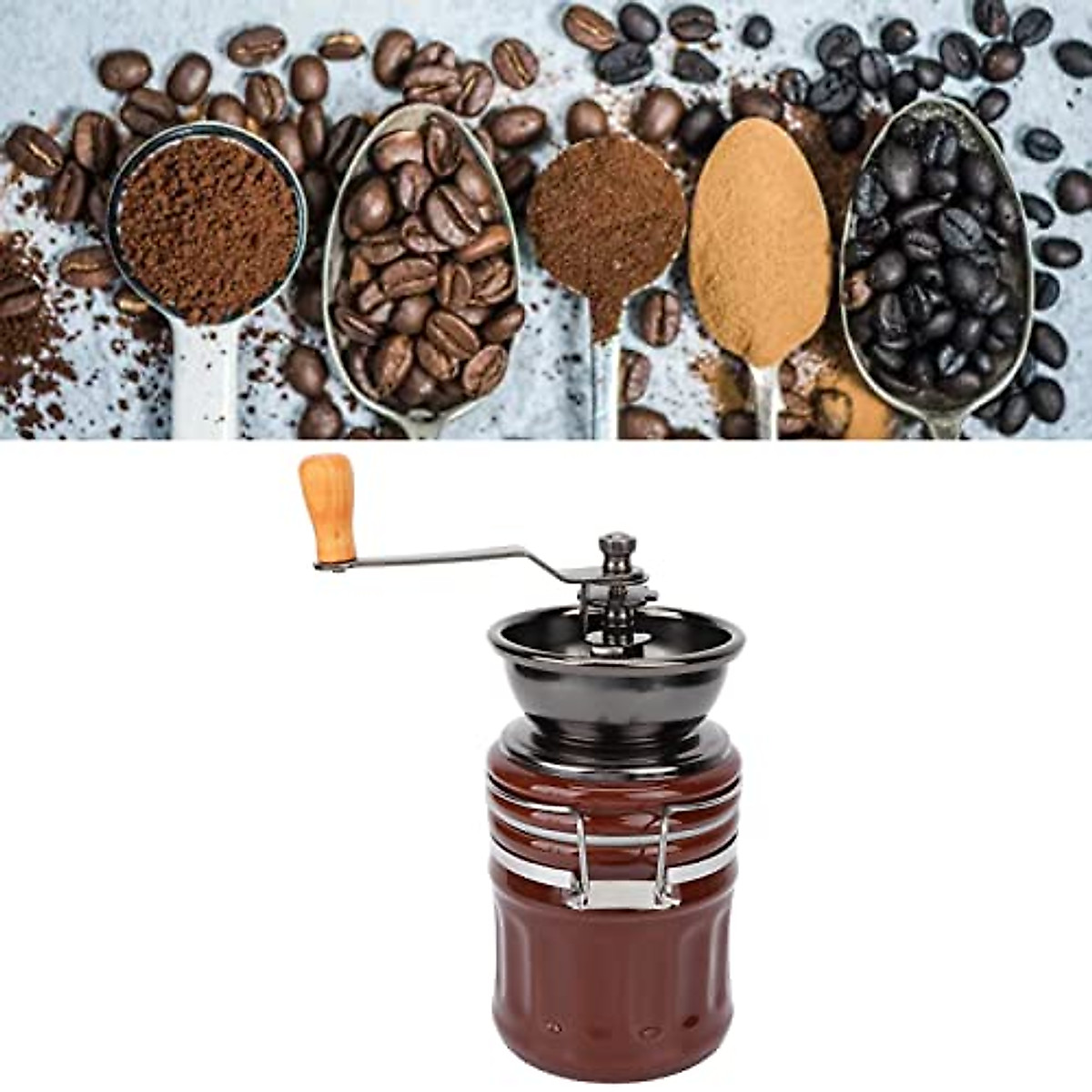 Manual Coffee Grinder with Ceramic Burr for Beans, Espresso, And Spices, Manual Coffee Bean Grinder with Adjustable Conical, Burr Grinder, Espresso Grinder Grain Mill