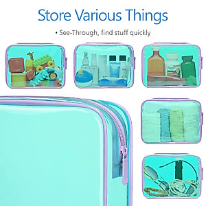 PACKISM Clear Makeup Bags, 3 Pack Tsa Approved Toiletry Bag with Zipper, Water-resistant Clear Cosmetic Bags Fit Travel Essentials, Carry-on Airport Airline Compliant Toiletries Bag, Mint Green