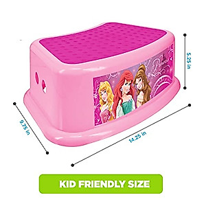 Disney Princess "Royal Debut" Bathroom Step Stool for Kids Using The Toilet and Sink, Pink, 14.5 x 10.25 x 5.25 inches