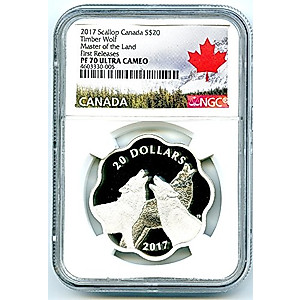 2017 CA Canada $20 Silver Proof Timber Wolf Master of the Land FIRST RELEASES UCAM $20 PF70 NGC