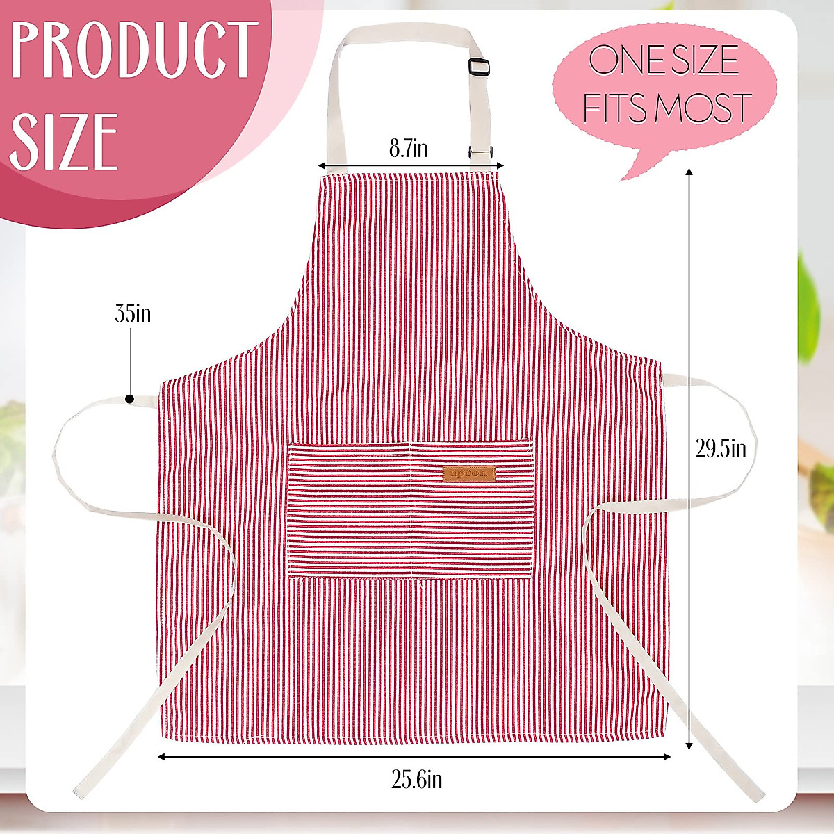 Handepo 12 Pcs Cooking Kitchen Aprons Unisex Soft Chef Kitchen Aprons with Pockets Cotton Polyester Blend Adjustable Bib Aprons for Women Men, Crafting Bbq, Black, Blue, Pink, Grey Stripes