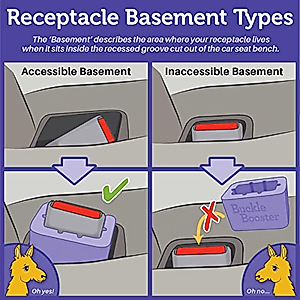BPA-FREE Buckle Booster (Short Model, With Side Slit), Raises & Stabilizes Your Buckle - Fasten Your Car Seat Belt Easily - Innovative Design Snaps Around Receptacle - Fun Kid Safety Stickers (5-Pack)