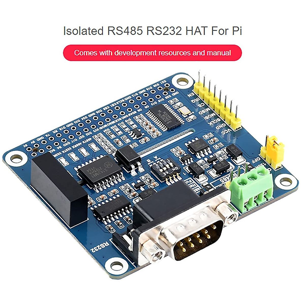 Isolated RS485 RS232 Expansion HAT Board for Raspberry Pi 4B/3B+/3B/2B/Zero/Zero 2 W/Zero 2 WH,Adopt SC16IS752 UART Expansion Chip,SPI to RS485 and RS232 Up to 921600bps Data Rate
