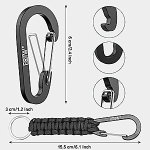 EOTW Carabiner Keychain, Small Carabiner Clip with Paracord Keychain Mini Aluminum D Ring Key Organizer