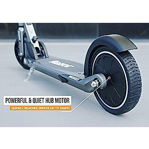 Razor E Prime Adult Electric Scooter - Up to 15 mph, 8" Airless Flat-free Tires, Rear Wheel Drive, 250W Brushless Hub Motor, Lightweight Aluminum Frame, Anti-Rattle System, Foldable