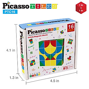 PicassoTiles 1" Infinite Magnetic Puzzle Game Magic Pixy Cube Puzzles Brain Teaser Set w/Free Ideabook Kids Toy Magnet Pattern Block Matching Card Challenge Toys Inspiration STEM Learning PTC16
