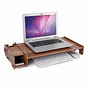 ROLTIN Wooden Computer Monitor Stand Riser Desktop Storage Shelf Laptop Stand Organizer Monitor Holder for Home Office Supplies