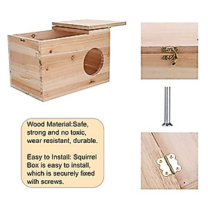 SALUTUYA Wood Nesting House, Squirrel Nesting Box Squirrel House Wear Resistant Mating Breeding Box Nesting for Chinchilla Squirrel Hamster