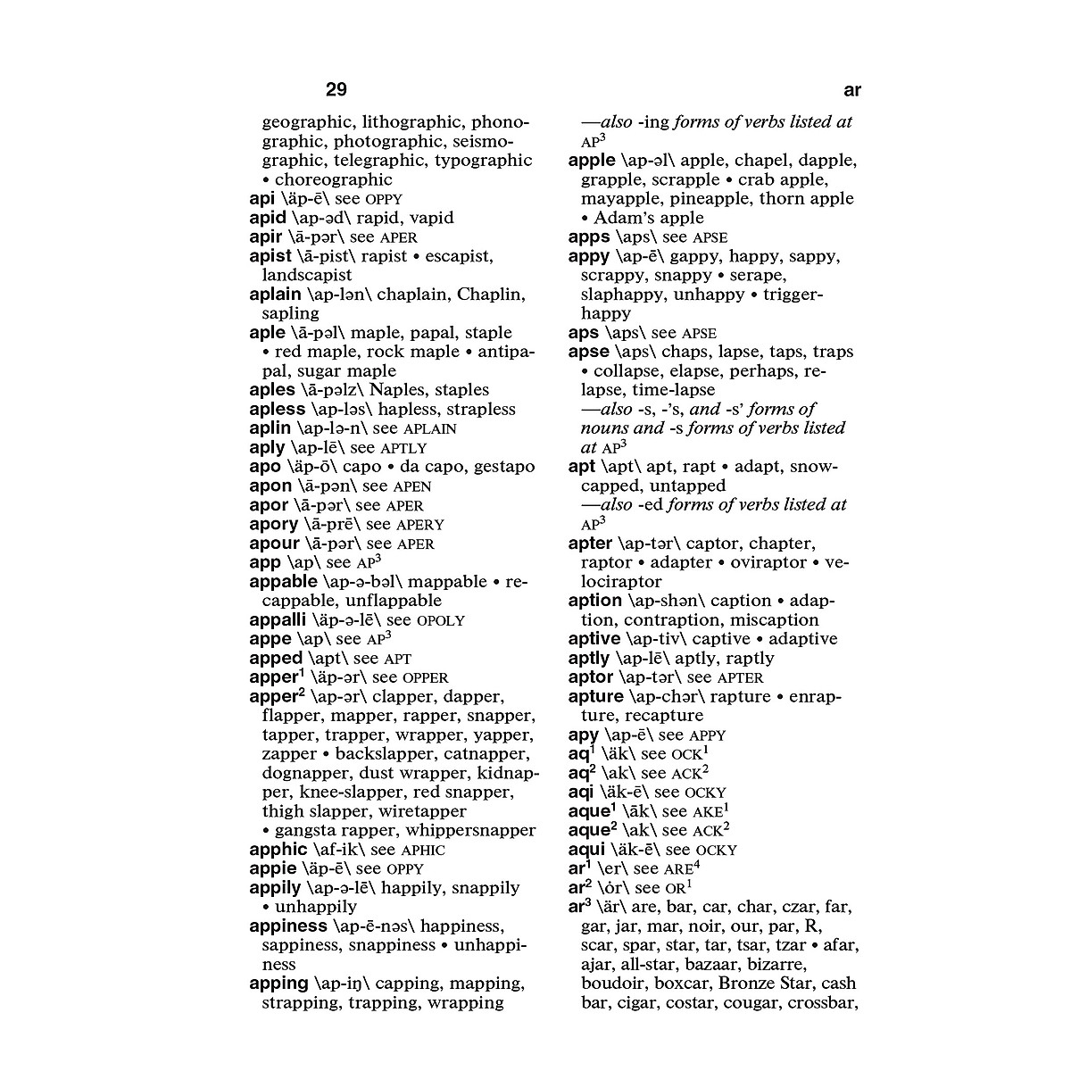 Webster's Rhyming Dictionary, Newest Edition
