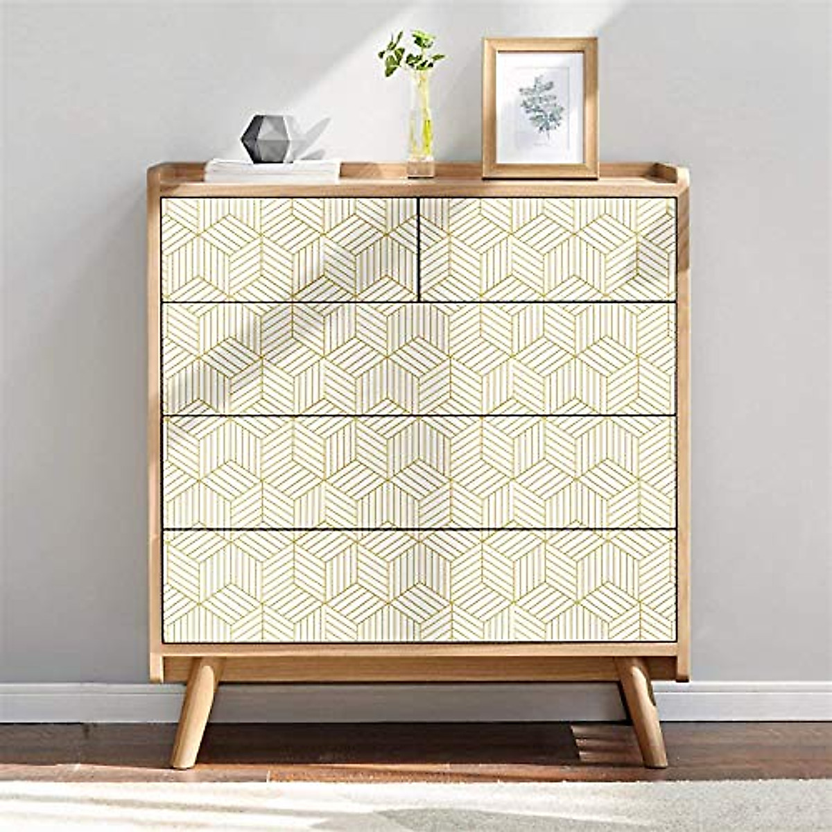 17.7x195 Inches Self Adhesive Vinyl Decorative Geometric Shelf Drawer Liner Contact Paper for Kitchen Backspalsh Walls Cabinets Dresser Table Ceiling Furniture Carfts