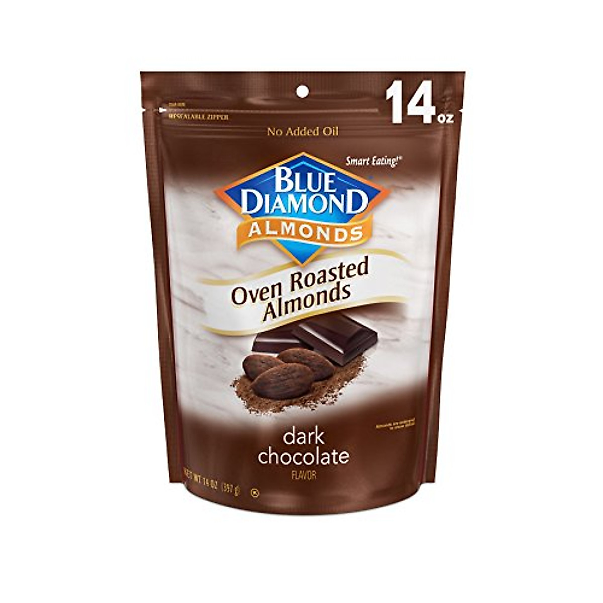 Blue Diamond Almonds Oven Roasted Dark Chocolate Flavored Snack Nuts, 14 Oz Resealable Bag (Pack of 1)